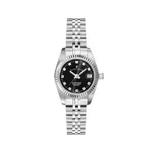 JACQUES DU MANOIR Stainless Steel Stone Set Dial Watch - Black