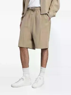 GRIFONI Beige Twill Drawstring Waist Shorts