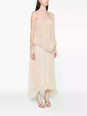 Alberta Ferretti Ruffled Lace Midi Dress