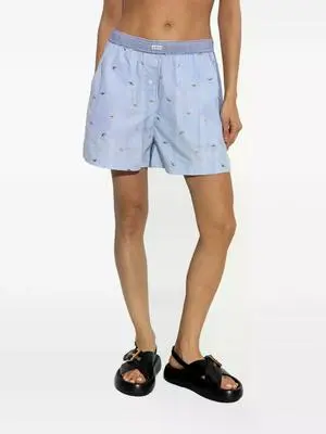 Munthe Striped Bird Print Shorts