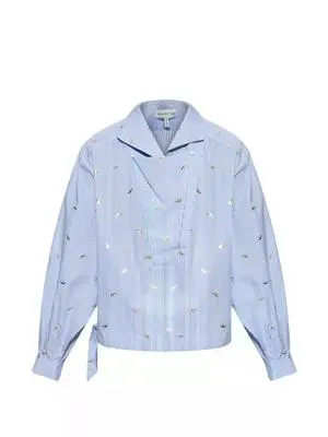 Munthe Beliciama Striped Bird-print Blouse - Blue