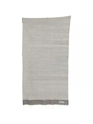 MC2 SAINT BARTH Foutas Striped Fringed Beach Towel - Black