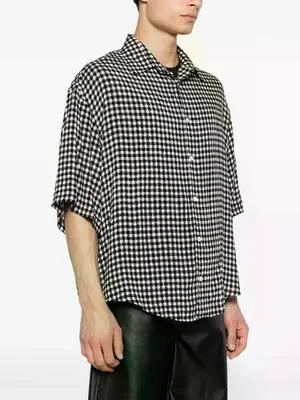 AMI Paris Gingham-check Short-sleeve Shirt - Black