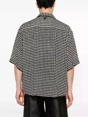 AMI Paris Gingham-check Short-sleeve Shirt - Black