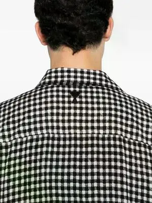 AMI Paris Gingham-check Short-sleeve Shirt - Black