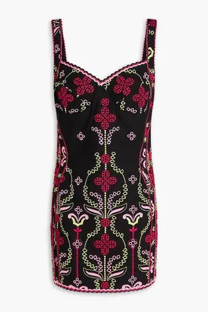 Charo Ruiz Ibiza Carole Embroidered Cotton-blend Mini Dress - Black