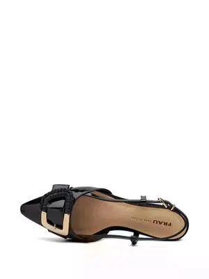FRAU Patent Leather Raffia Detail Pumps