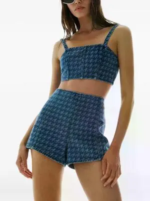 Perfect Moment Houndstooth Square Neck Cropped Top
