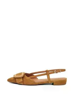 FRAU Raffia Buckle Suede Slingback Pumps