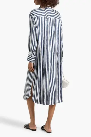 Theory Striped Silk-twill Midi Shirt Dress