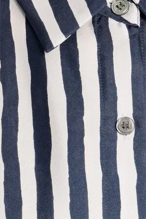Theory Striped Silk-twill Midi Shirt Dress