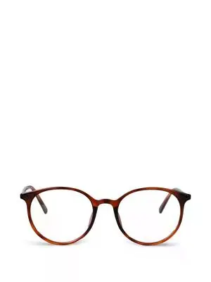 Valentino Garavani Tortoiseshell-effect Round Frame Glasses - Brown