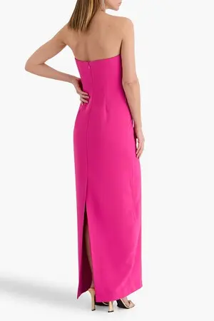 Badgley Mischka Strapless Floral Appliqué Gown - Fuchsia