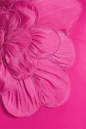 Badgley Mischka Strapless Floral Appliqué Gown - Fuchsia
