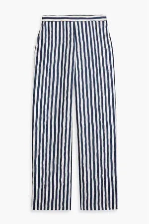 Theory Striped Silk-twill Wide-leg Pants