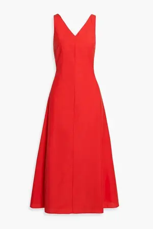 Theory Cutout Cotton-blend Poplin Midi Dress