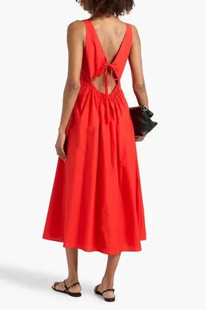 Theory Cutout Cotton-blend Poplin Midi Dress