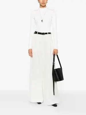 JIL SANDER Ribbed Mock Neck Long Sleeve Sweater - White