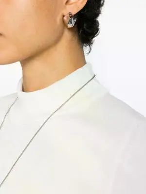 JIL SANDER Ribbed Mock Neck Long Sleeve Sweater - White