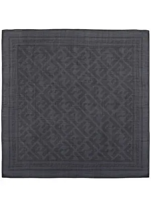 Fendi Bandana In Seta E Lana Con Motivo "ff - Blue
