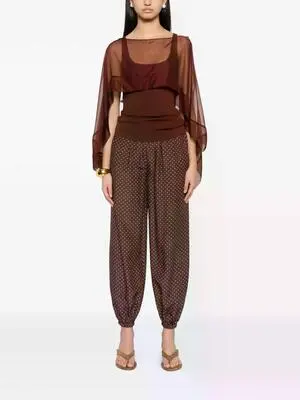 Alberta Ferretti Sheer Ruffled Cape