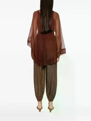 Alberta Ferretti Sheer Ruffled Cape