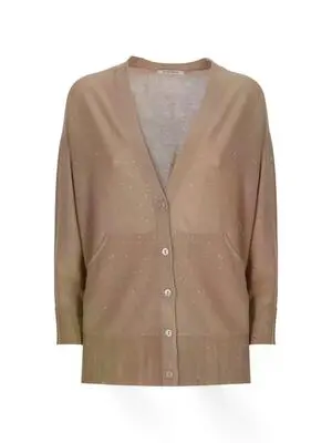 KANGRA Sequin Embellished V-neck Cardigan