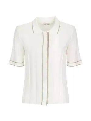 KANGRA Ribbed Knit Contrast Trim Shirt