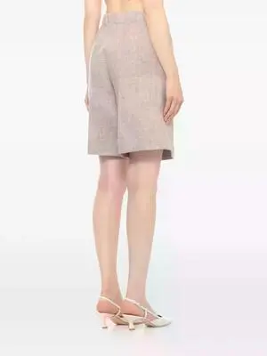 D.exterior Linen Slub Shorts With Turn-up Cuffs