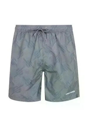 DAILY PAPER Monogram Print Swim Shorts - Grey