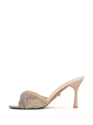 TWENTY FOURHAITCH Crystal-embellished Stiletto Mules - Neutrals