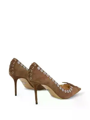 Mach & Mach Crystal-embellished Suede Lace-up Pumps