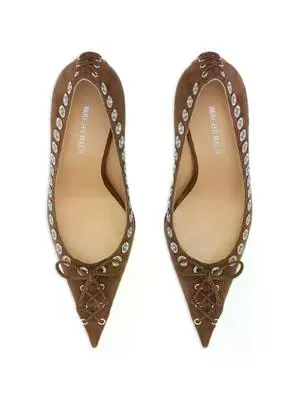 Mach & Mach Crystal-embellished Suede Lace-up Pumps