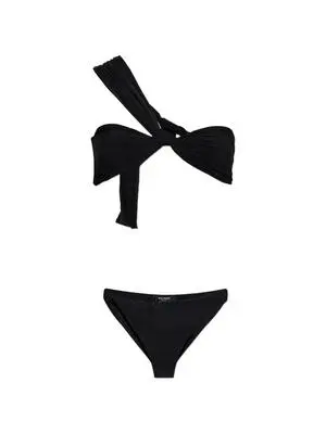 Balmain One-shoulder Knotted Bikini - Black