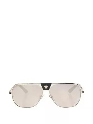 Versace Greca Detail Pilot Frame Sunglasses - Silver