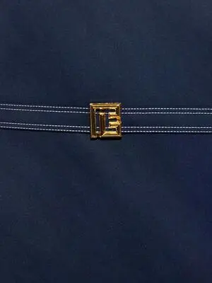 Balmain Belted Contrast-stitch Swimsuit
