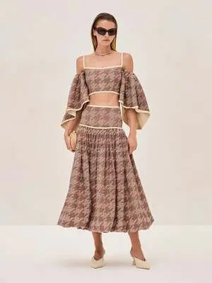 Alexis Alvar Cold-shoulder Bell Sleeve Woven Top