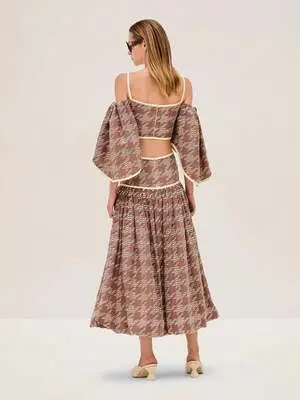 Alexis Alvar Cold-shoulder Bell Sleeve Woven Top