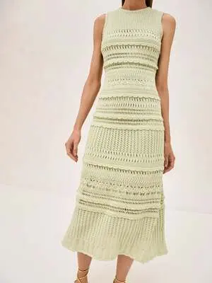 Alexis Madie Crochet Midi Dress - Mint