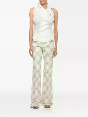 VIVIENNE WESTWOOD Beige Checkered Distressed Trousers - Neutrals