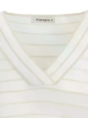 KANGRA Striped V-neck T-shirt
