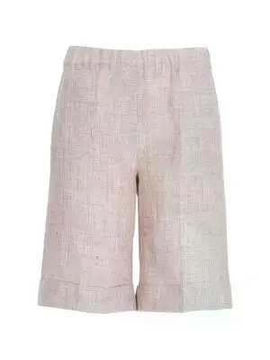 D.exterior Linen Shorts With Turn-up Cuffs