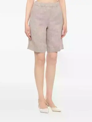D.exterior Linen Shorts With Turn-up Cuffs