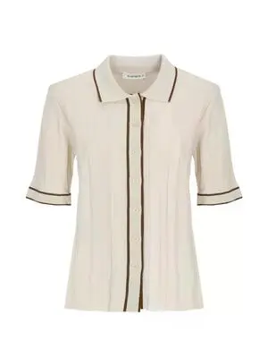 KANGRA Ribbed-knit Contrast-trim Polo Shirt