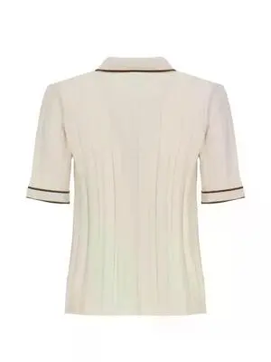 KANGRA Ribbed-knit Contrast-trim Polo Shirt