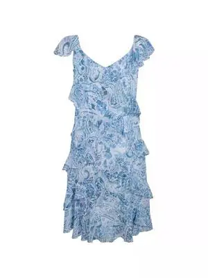 Ralph Lauren Paisley-print Tiered Ruffled Mini Dress - Blue