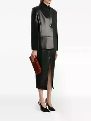 Khaite Dolso Leather Cape Jacket - Black