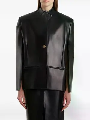 Khaite Dolso Leather Cape Jacket - Black