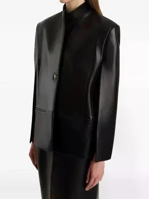 Khaite Dolso Leather Cape Jacket - Black