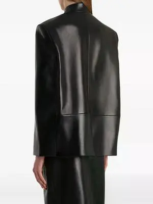 Khaite Dolso Leather Cape Jacket - Black